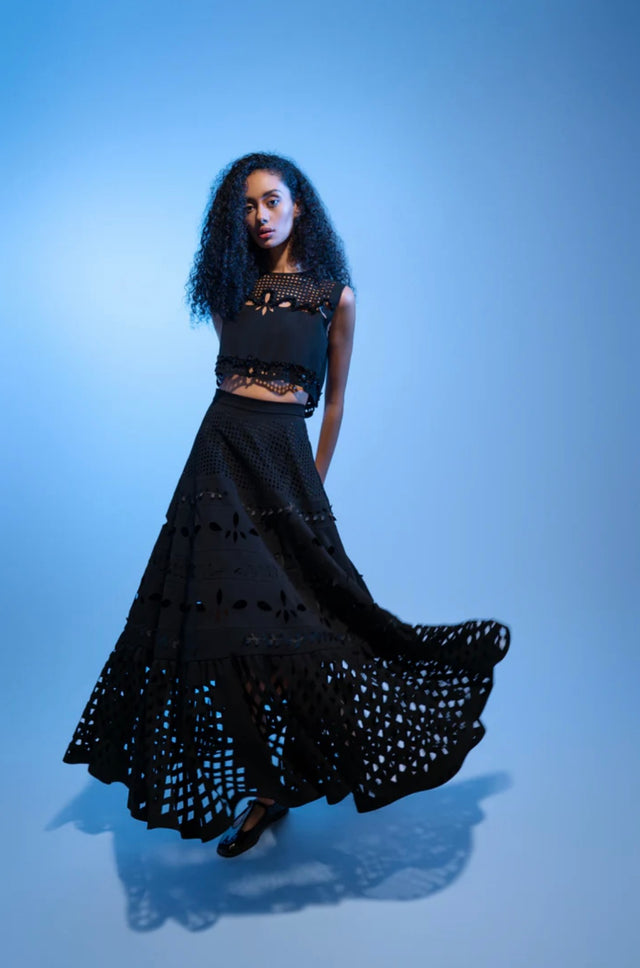 Square Laser-Cut Vest with 4-Petal Floral – ZIBOO